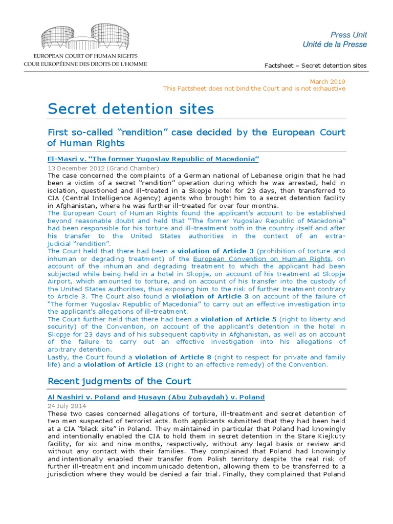 Secret Detention Sites: First So-Called "Rendition" Case Decided by The ...