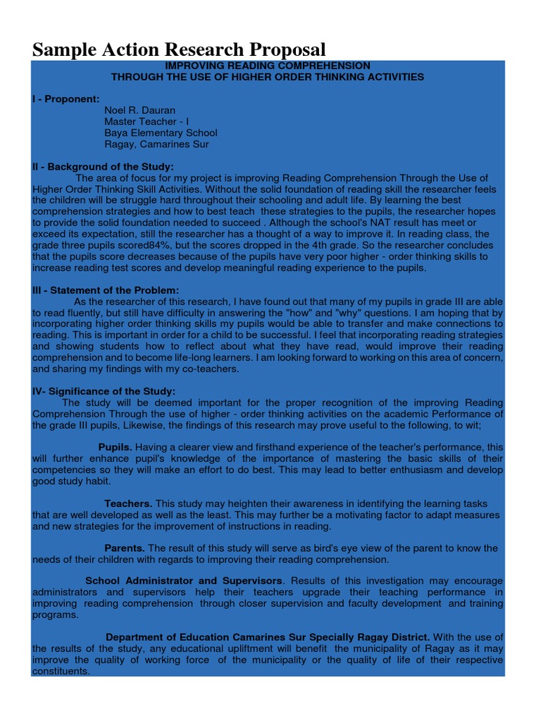Sample Action Research | PDF | Reading Comprehension | Differentiated ...