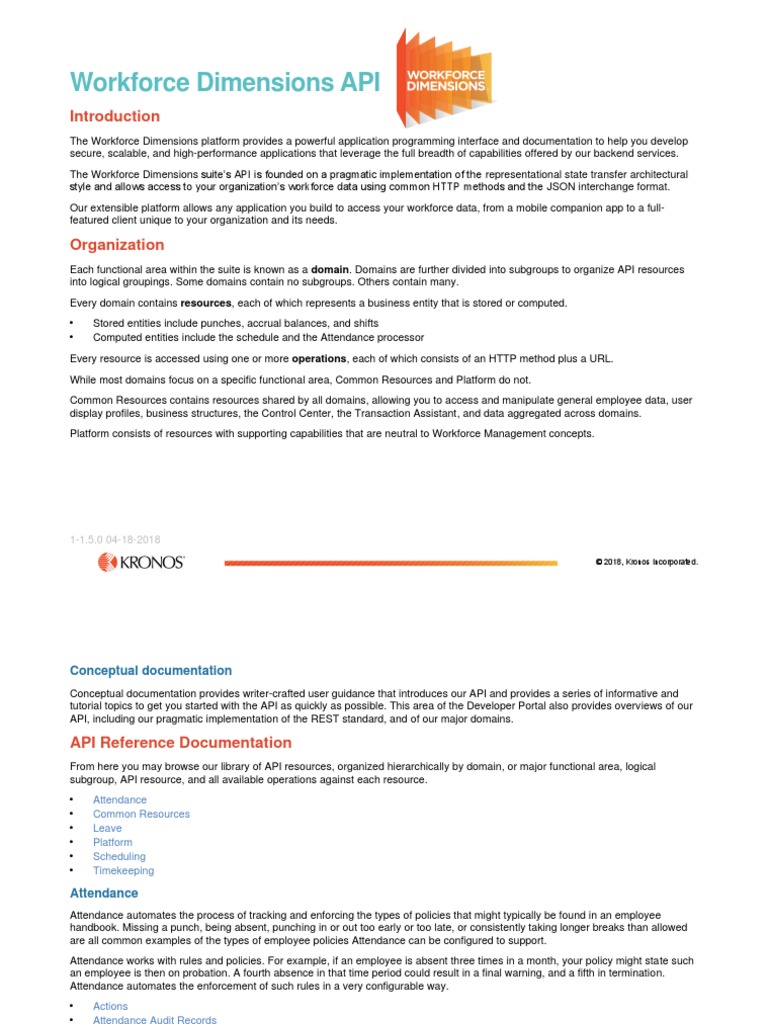 The Workforce Dimensions API | PDF | Hypertext Transfer Protocol | Application Programming Interface