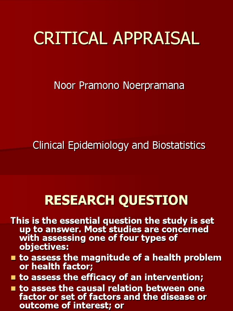 Critical Apraisal NEW | PDF | Evidence Based Medicine | Sampling ...