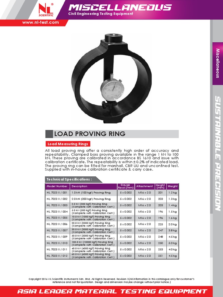 NL 7023 X - Load Proving Ring - 01 | PDF | Calibration | Scientific ...