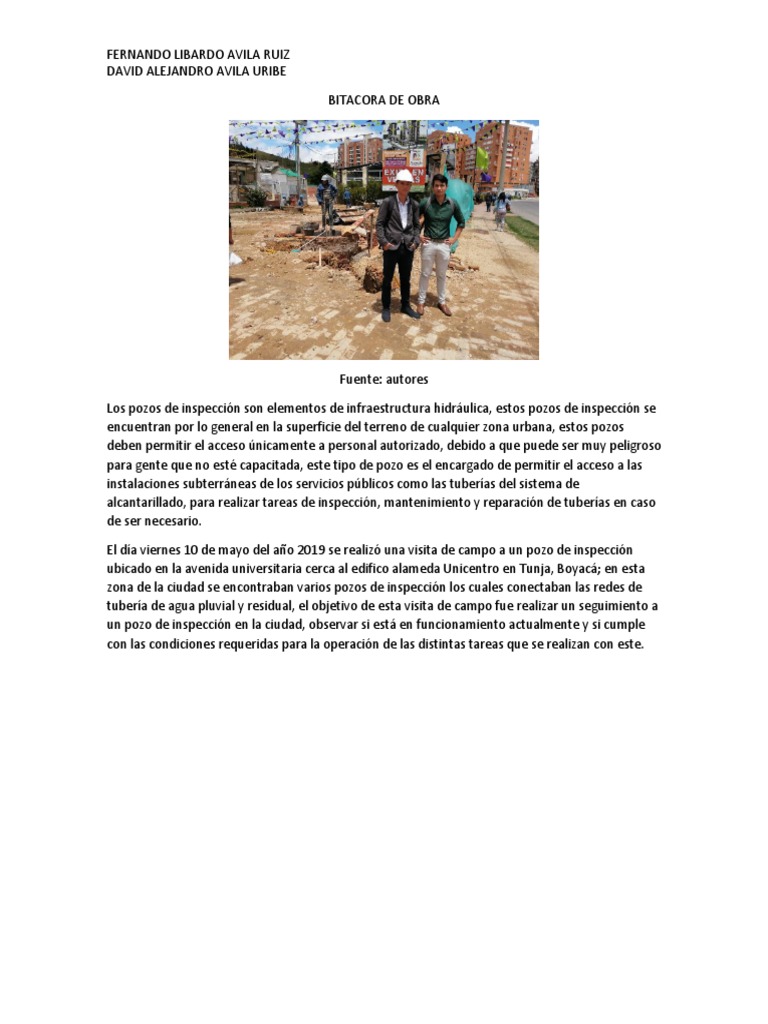 Bitacora de Obra | Descargar gratis PDF | Alcantarillado | Hormigón