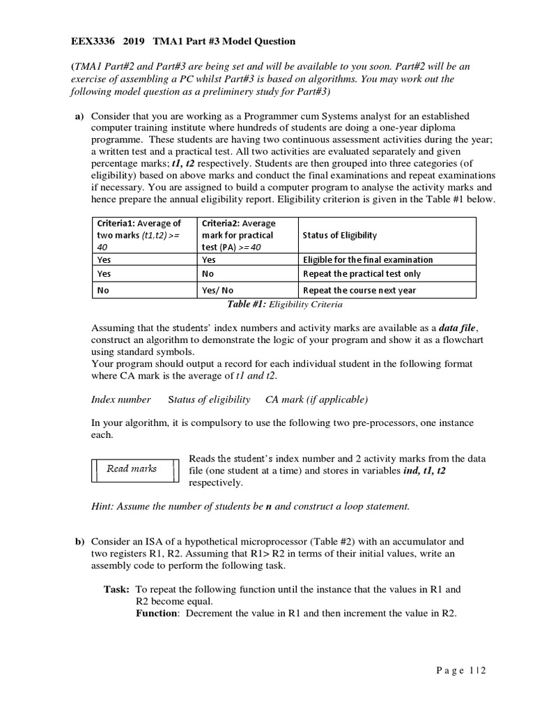 TMA1 Part3 Model Question | PDF | Algorithms | Test (Assessment)