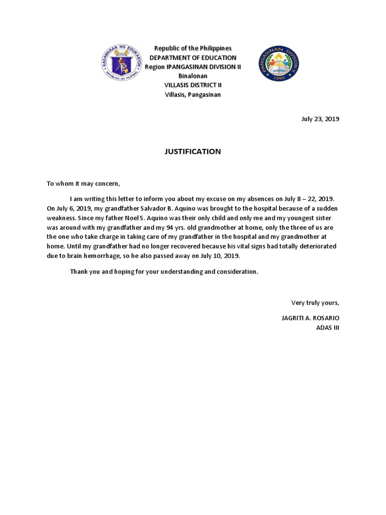 Sample Justification Letter | PDF