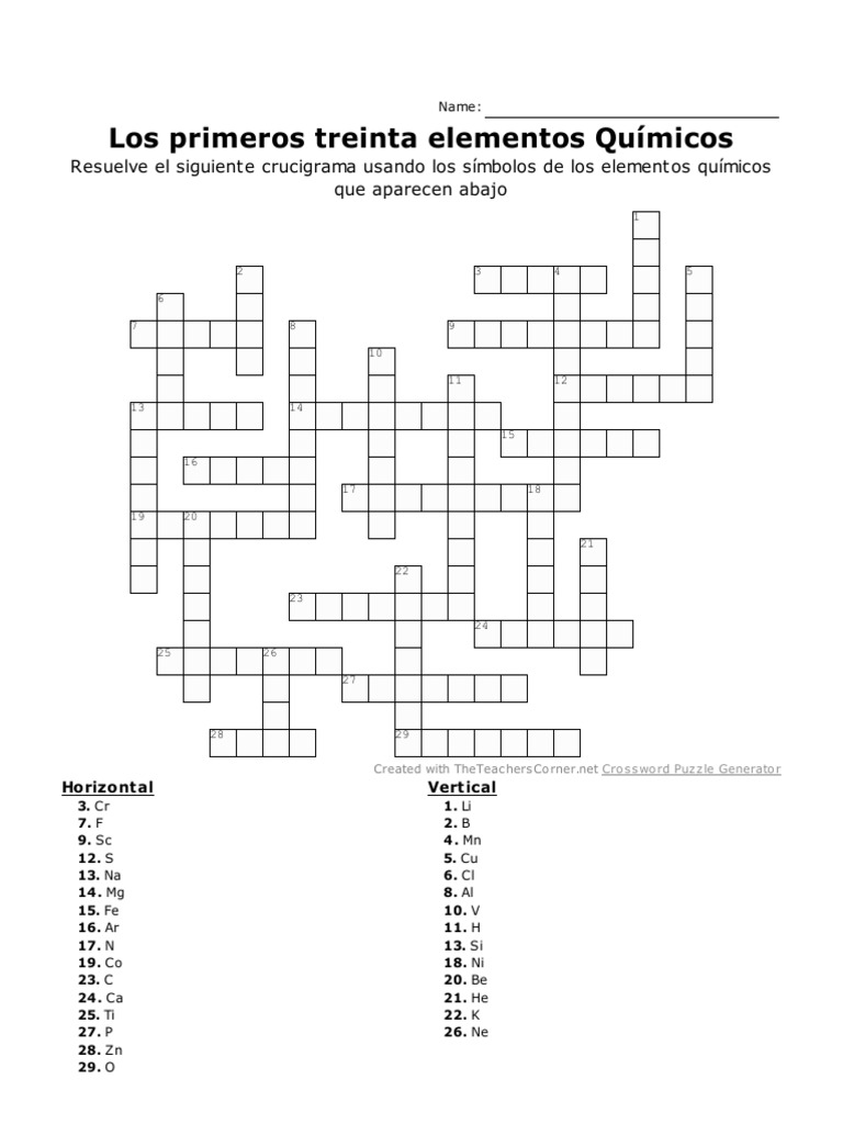 Los primeros treinta elementos químicos y su símbolos | PDF | Deportes ...