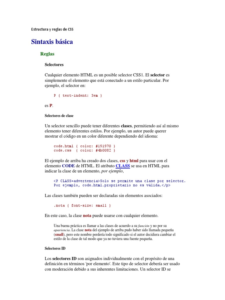 Estructura y Reglas de CSS | Descargar gratis PDF | Hipervínculo ...