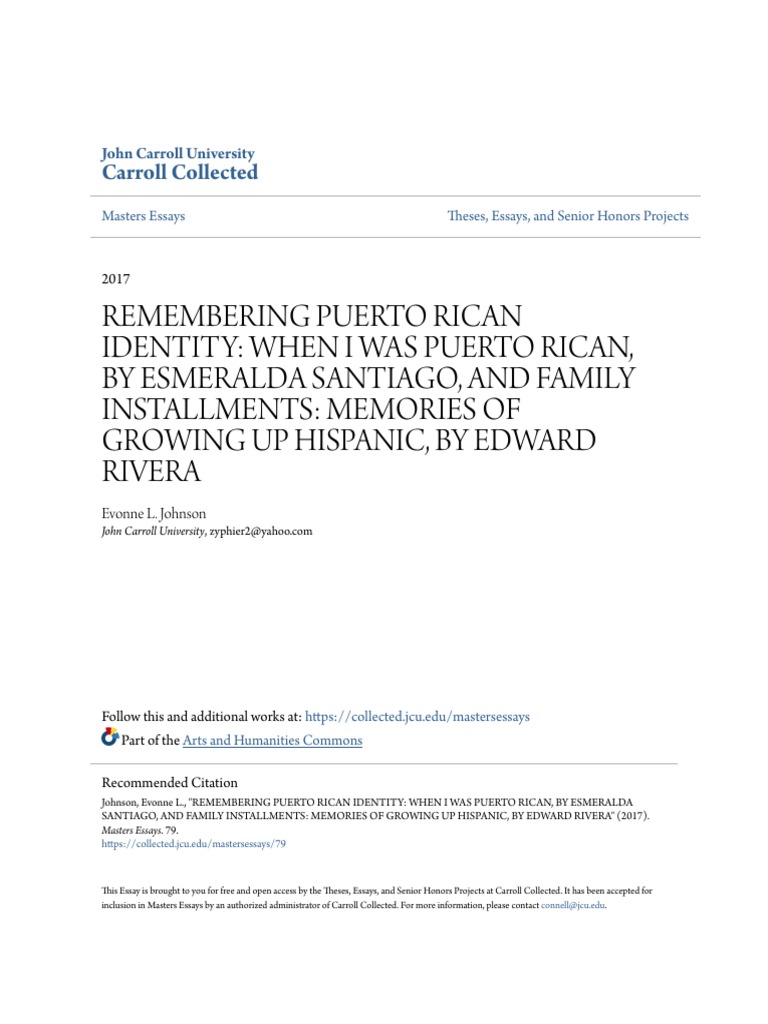 Remembering Puerto Rican Identity - When I Was Puerto Rican | PDF ...