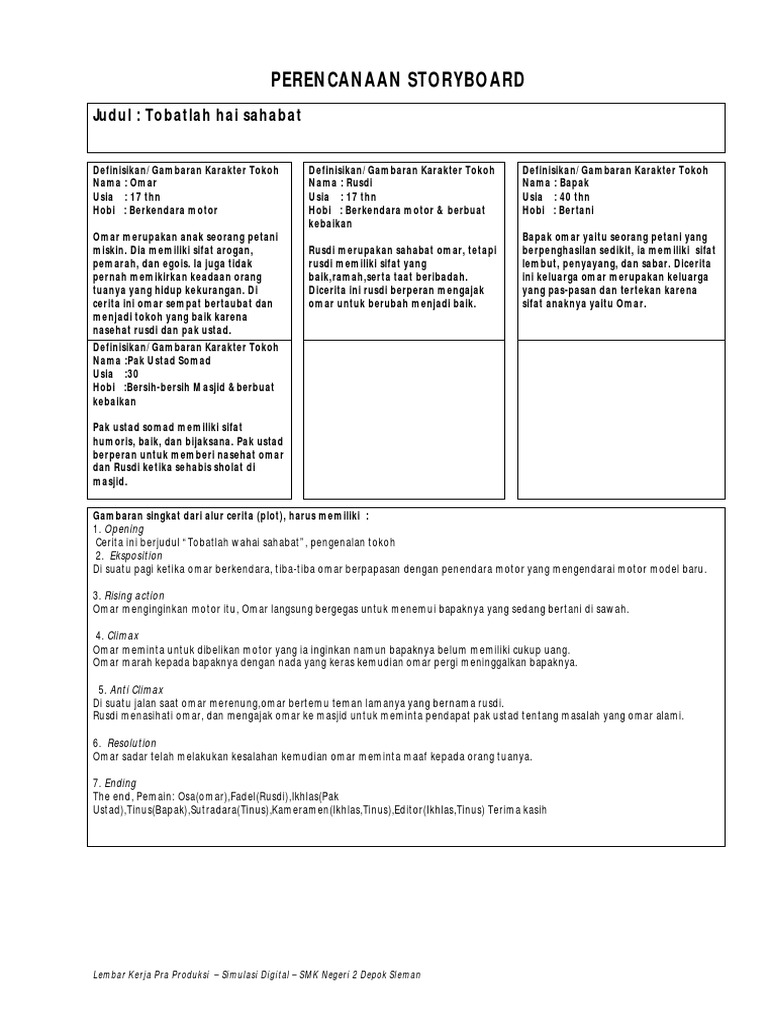 Contoh Storyboard Jadi | PDF