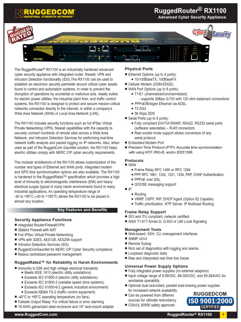 Ruggedrouter Rx1100: Iso 9001:2000 Iso 9001:2000 | PDF | Computer ...