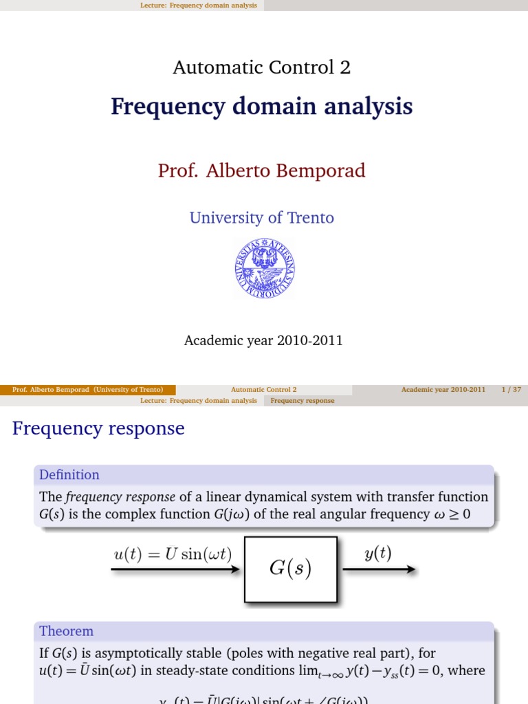 Lecture: Frequency domain analysis - Frequency response and Bode plots | PDF | Applied ...