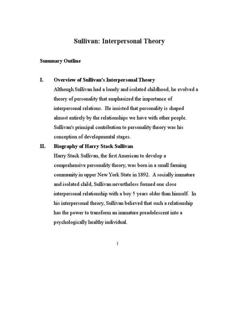 8 - Sullivan - Interpersonal Theory | PDF | Interpersonal Relationships | Intimate Relationships