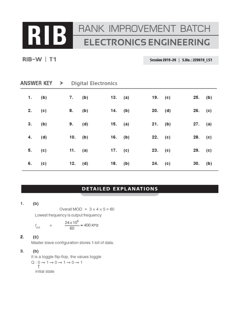 Rank Improvement Batch: Electronics Engineering | PDF | Electronic ...