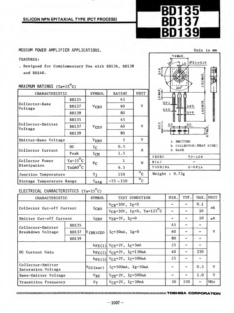 BD 135 | Download Free PDF | Bipolar Junction Transistor | Manufactured ...