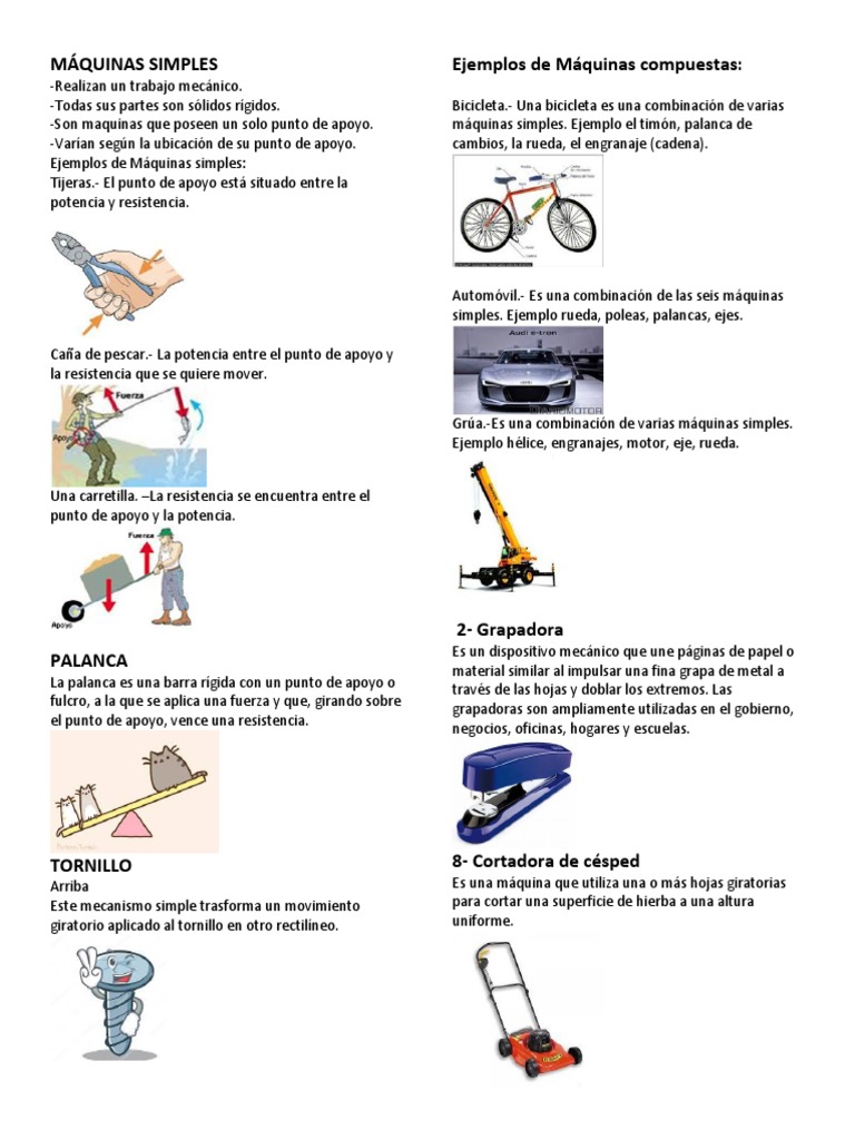 Hoja De Trabajo De Máquinas Simples Con Palancas
