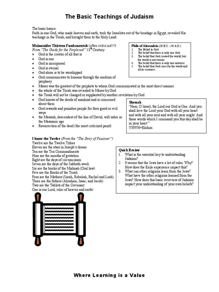 Key Teachings of Judaism Explained | PDF | Messiah | Torah