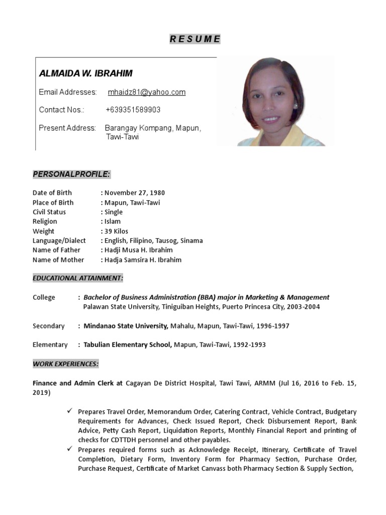 Resume Sample | PDF | United States Agency For International ...