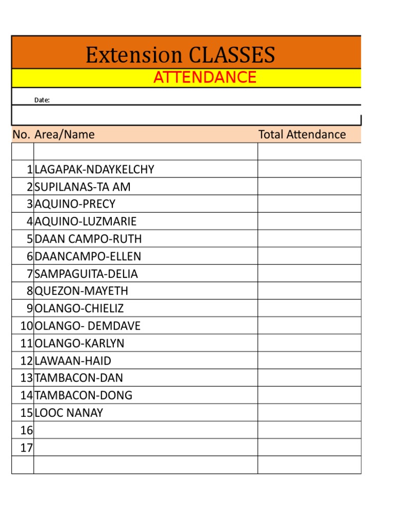 Extension CLASSES: Attendance | PDF