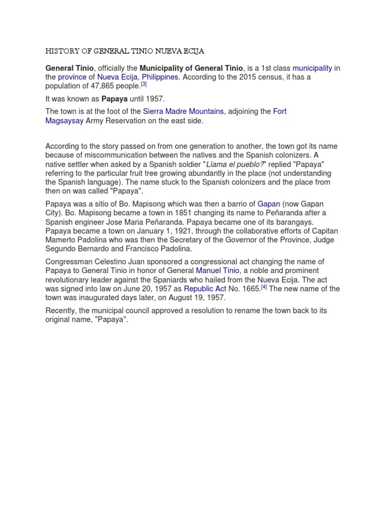History of General Tinio Nueva Ecija | PDF | Torah | Bible Content