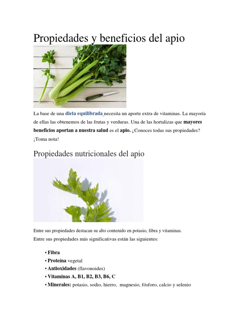 Beneficios y propiedades del apio | PDF | Apio | Vitamina