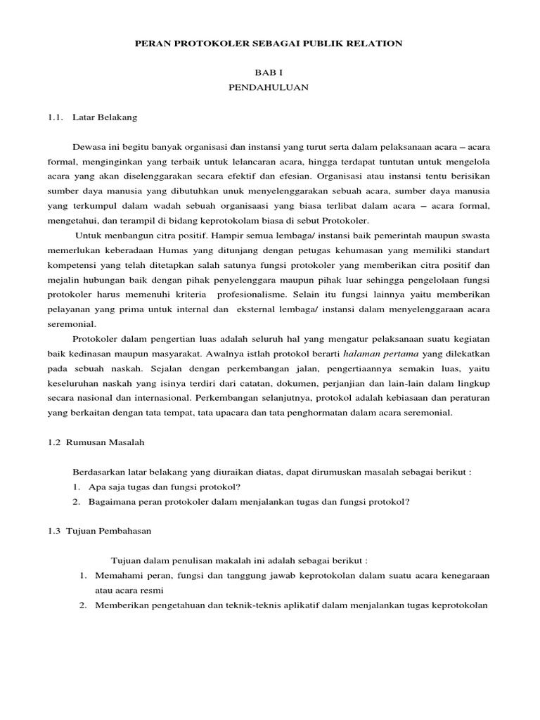Peran Dan Fungsi Protokoler Sebagai Publik Relation | PDF