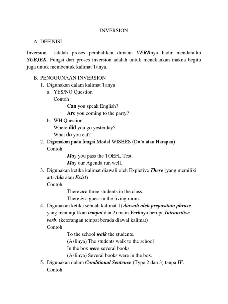 Inversion | PDF | Verb | Morphology