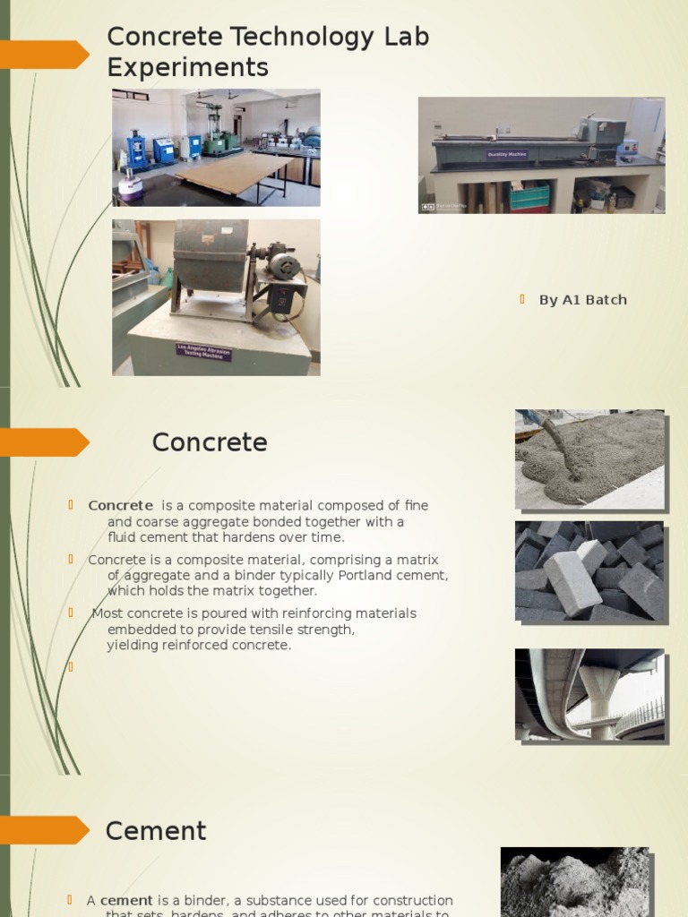 Concrete Technology Lab Experiments: by A1 Batch | PDF | Construction ...
