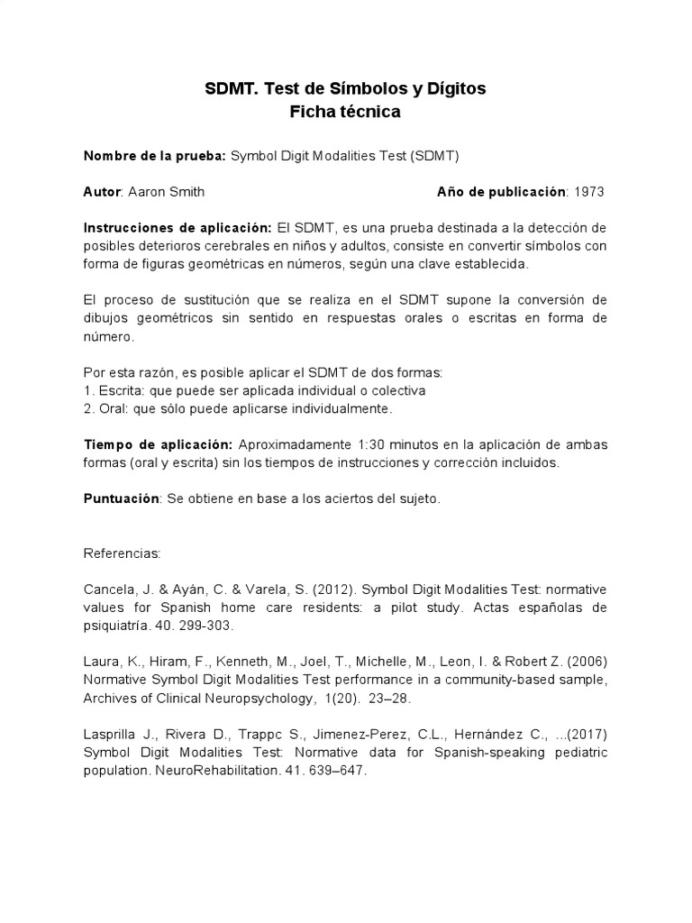 SDMT PDF | PDF | Métodos y materiales de enseñanza