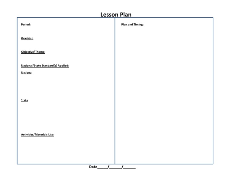 Lesson Plan: Period: Plan and Timing | PDF