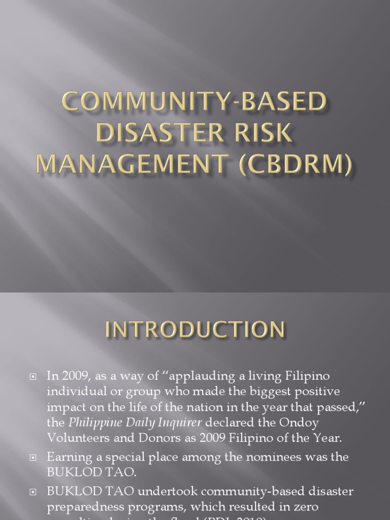 Community-Based Disaster Risk Management (CBDRM) | PDF | Hazards | Disaster Risk Reduction