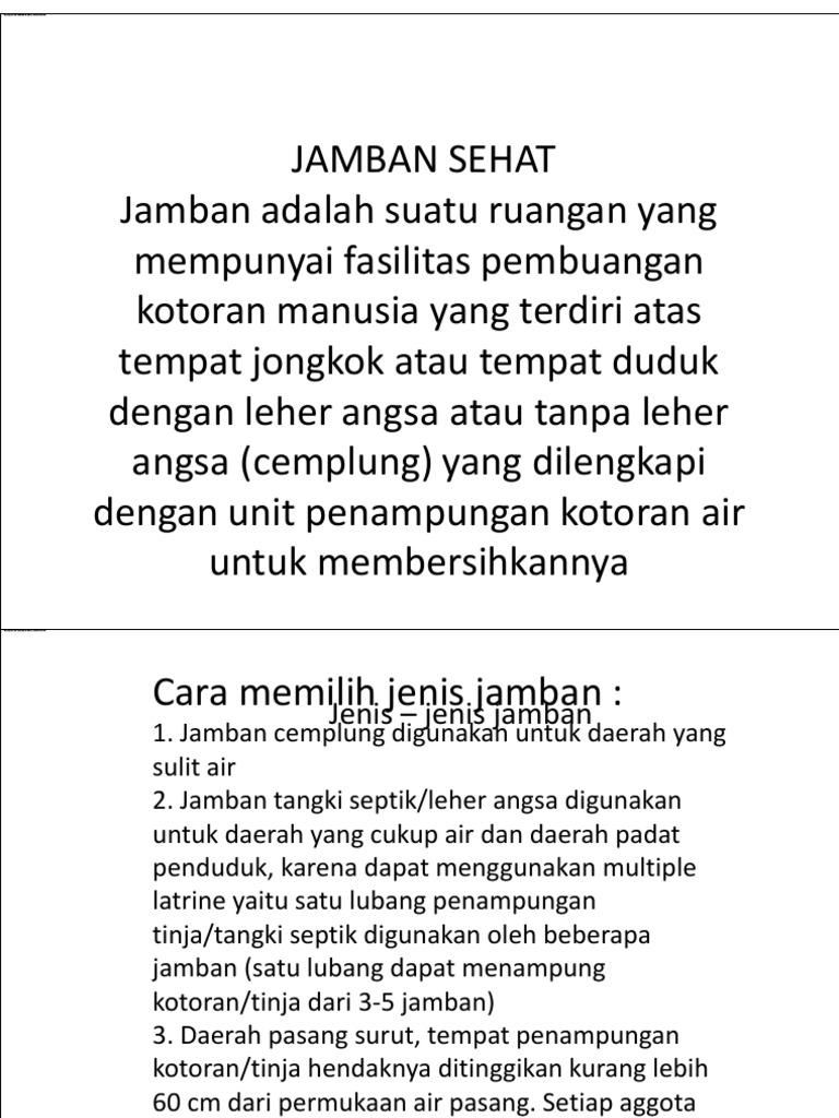 Panduan Jamban Sehat dan Bersih | PDF
