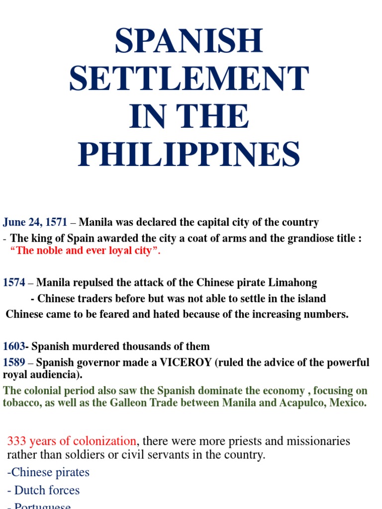 Spanish Settlement in The Philippines | PDF | Philippines | New Spain