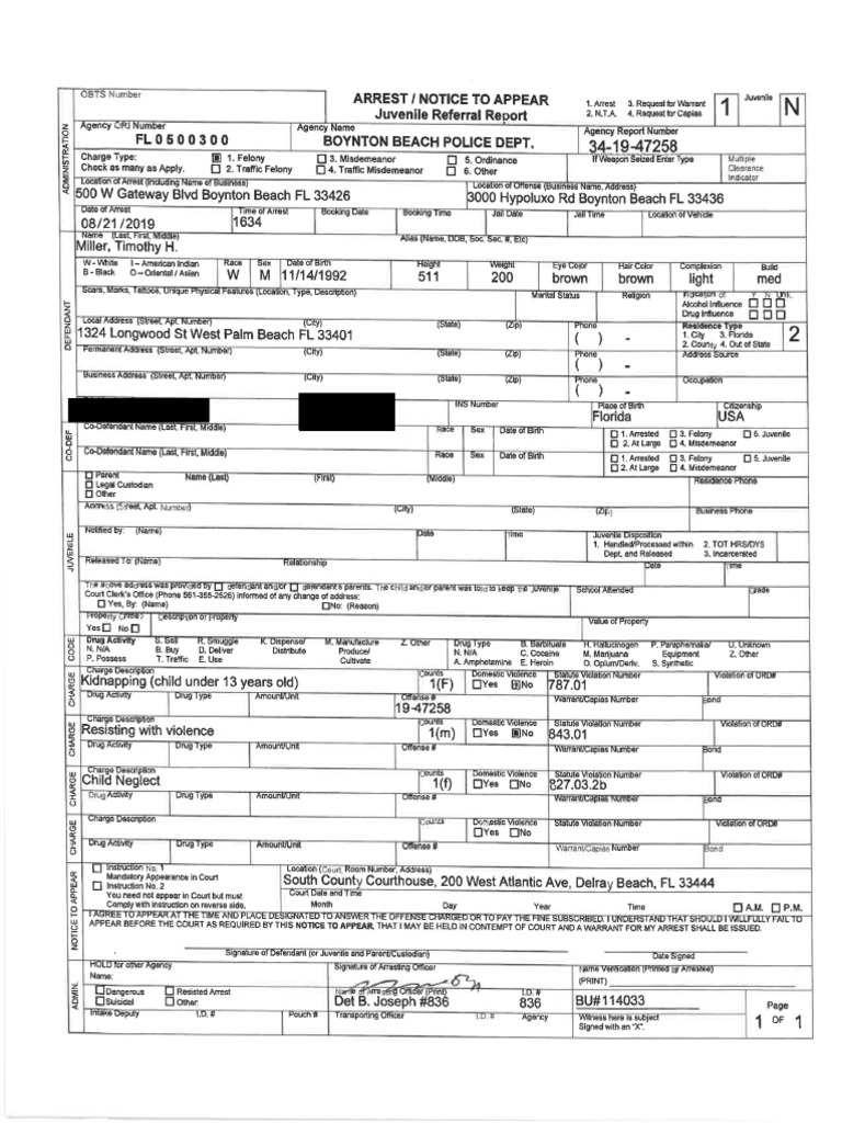 Timothy Miller Arrest Report | PDF