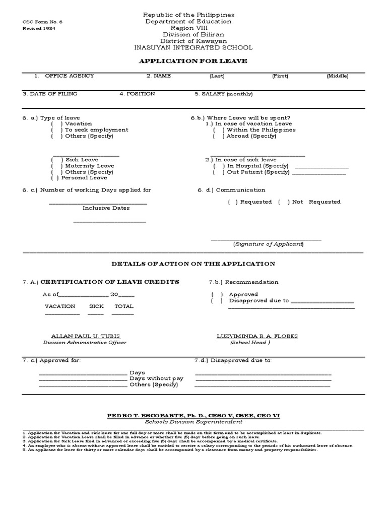 Blank Leave Form | PDF | Leave Of Absence | Sick Leave