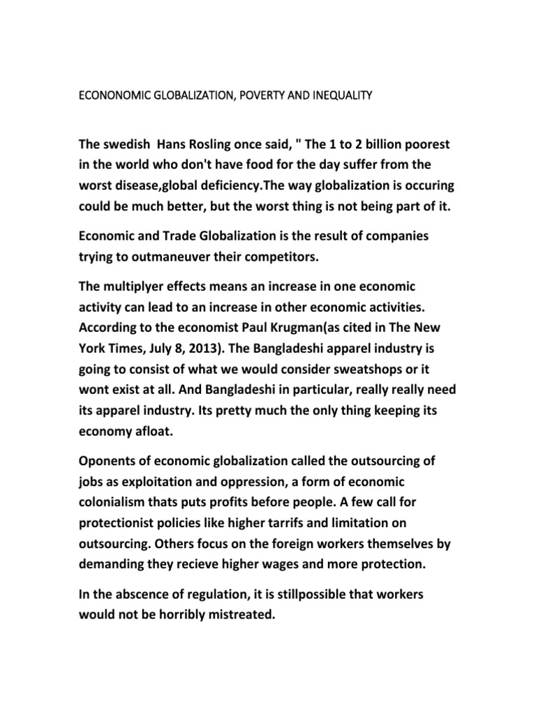 Globalization's Impact on Poverty and Inequality | PDF | Politics