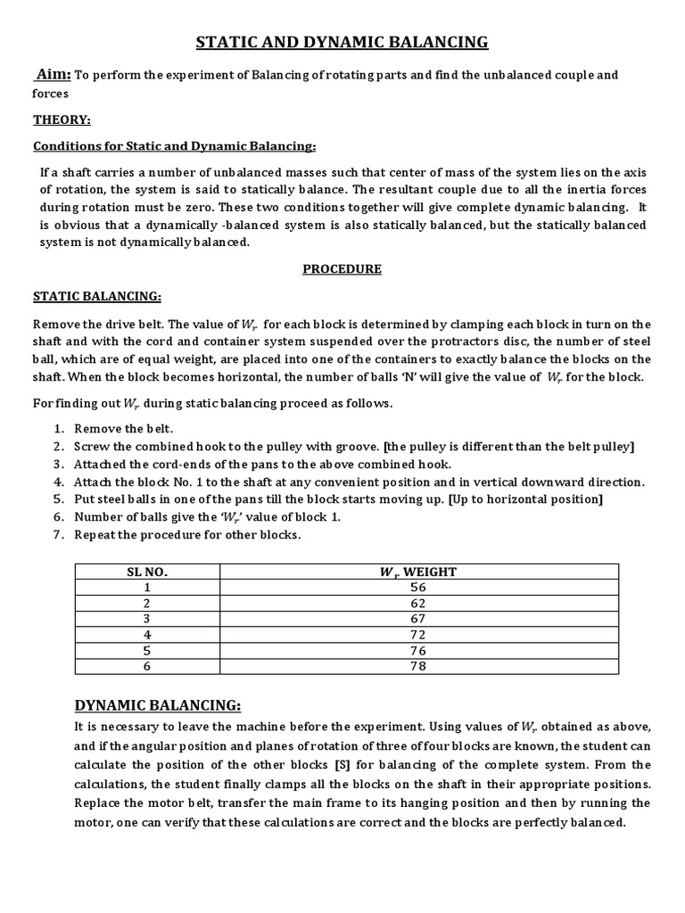 Static and Dynamic Balancing | PDF | Angle | Force