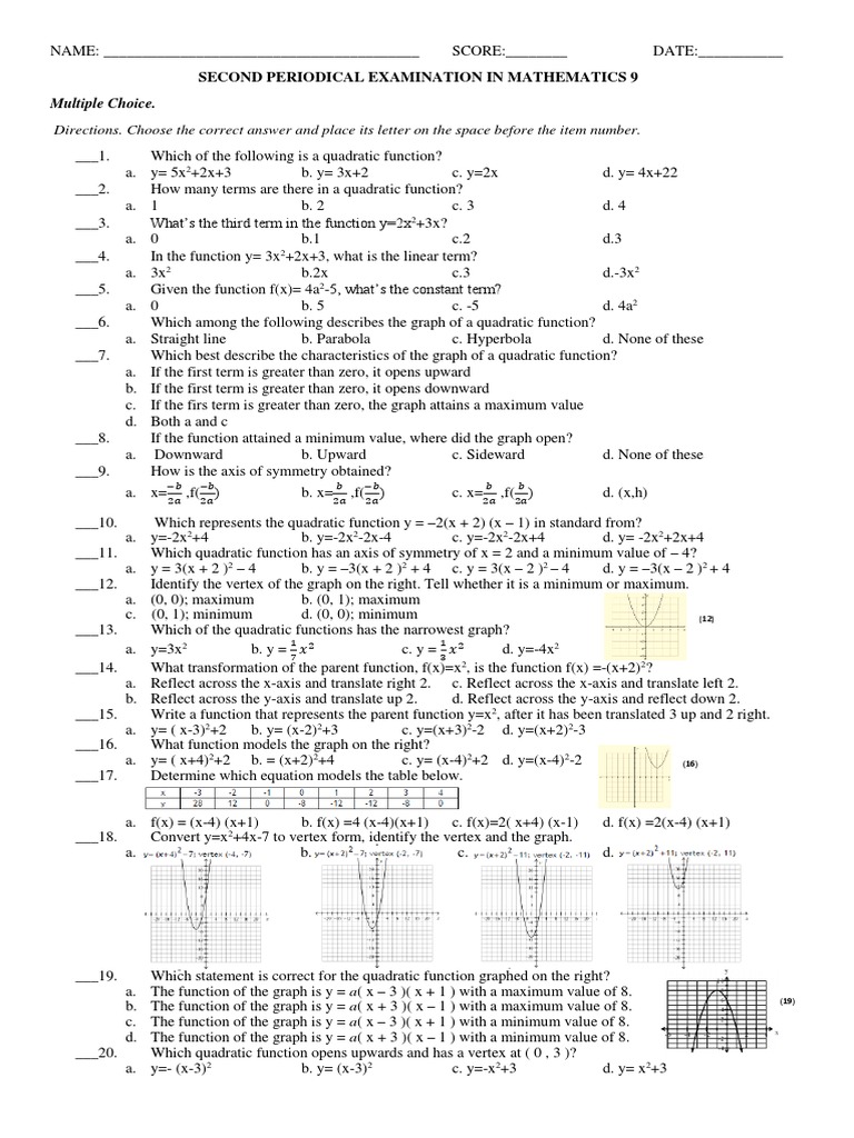 Second Grading Grade 9 | PDF | Mathematical Relations | Mathematical Concepts
