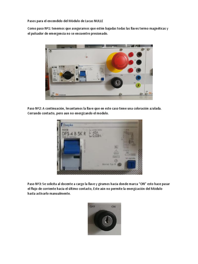 Pasos para El Encendido Del Módulo de Lucas NULLE | PDF