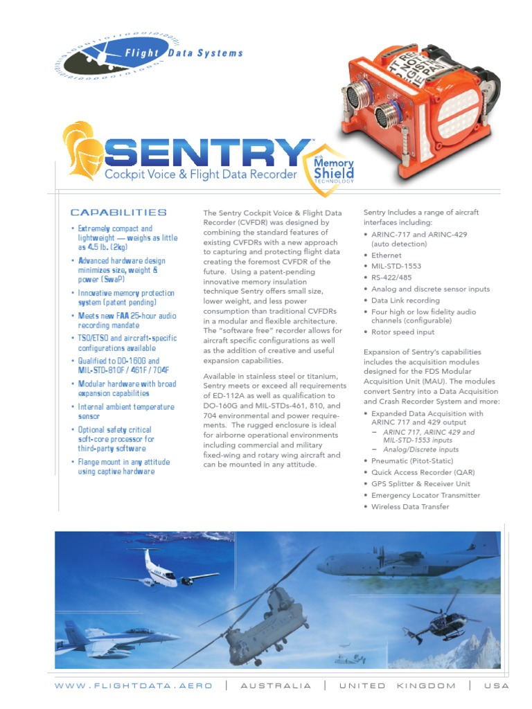 Compact and Flexible Sentry Cockpit Voice & Flight Data Recorder | PDF ...