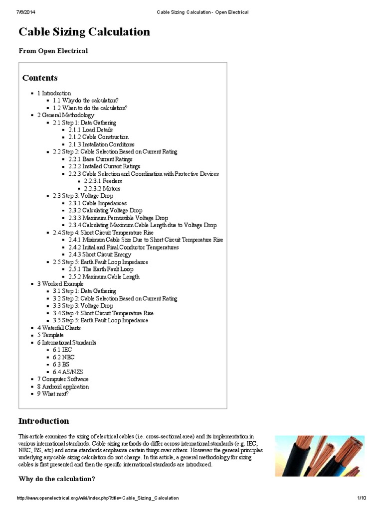 Cable Sizing Calculation - Open Electrical | PDF | Coaxial Cable ...