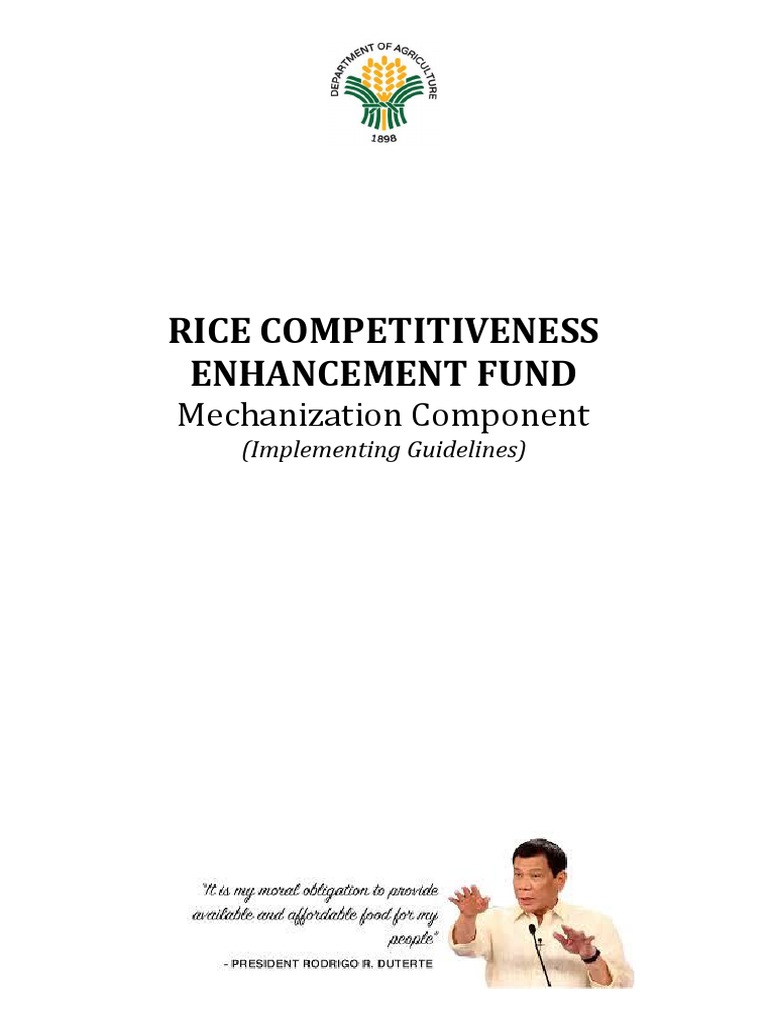 Rice Competitiveness Enhancement Fund: Mechanization Component | PDF ...