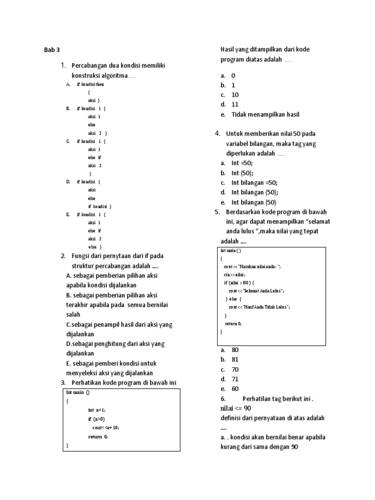 Soal Pemrograman Dasar | PDF
