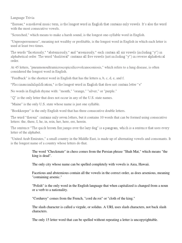 Language Trivia | PDF | Sherlock Holmes | English Language