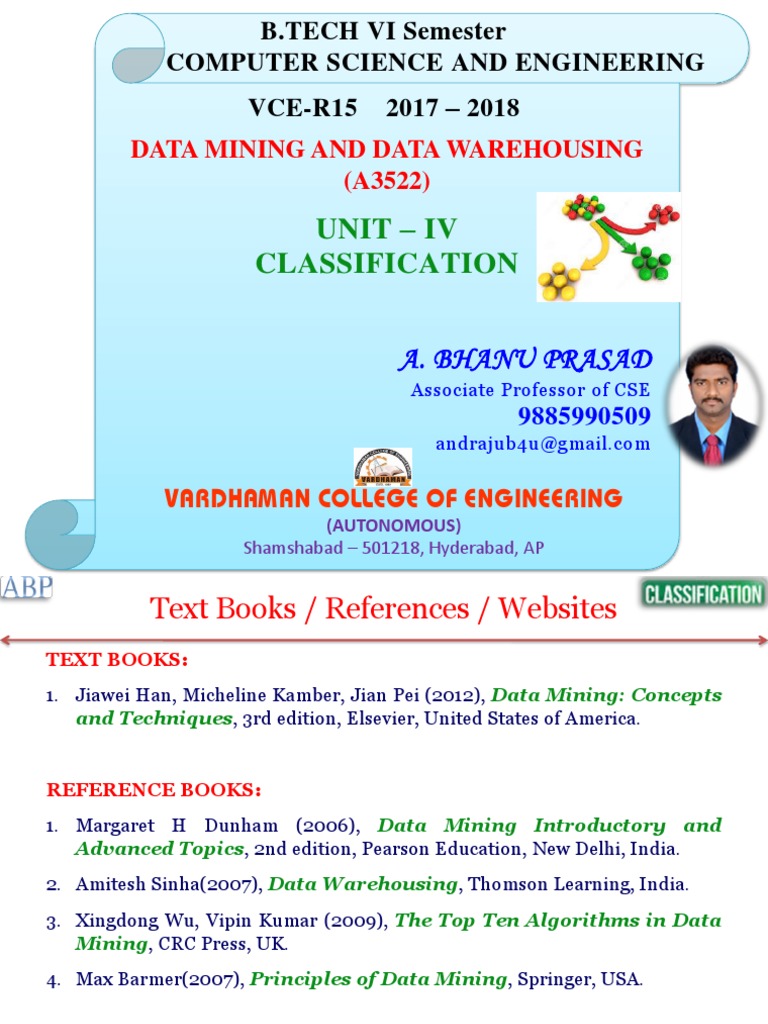 ABP DWDM UNIT 4 Classification 1 | PDF | Statistical Classification | Artificial Neural Network
