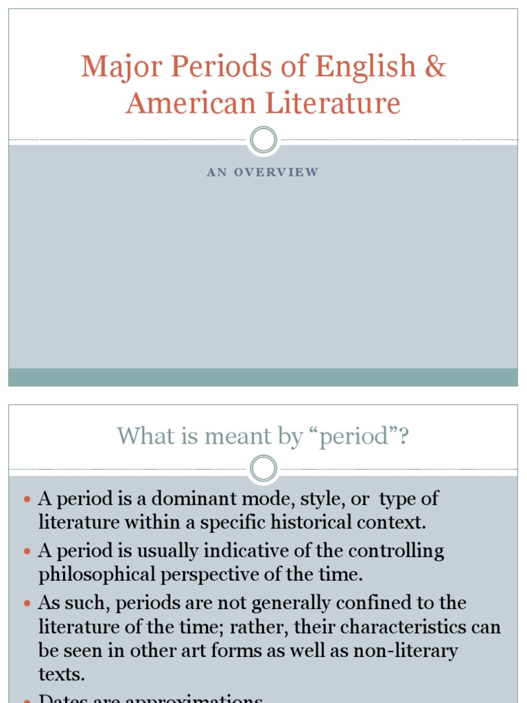 Major Periods in English & American Lit | PDF | English Literature ...
