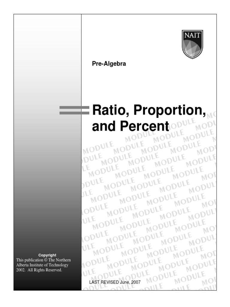 Ratio, Proportion, and Percent: Pre-Algebra | PDF | Fraction ...