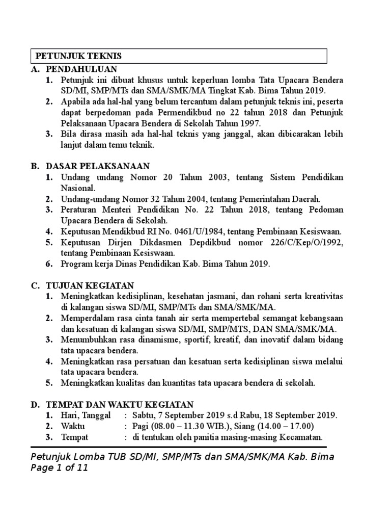 Juknis Tub 2019 | PDF