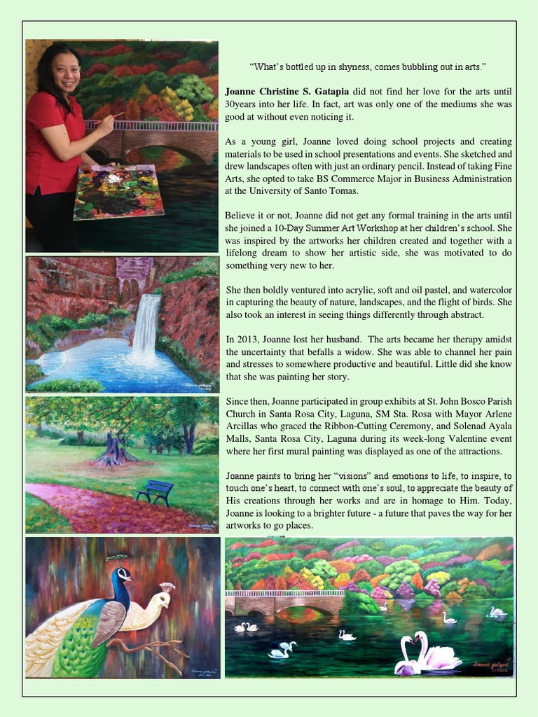 Artist Profile (Shortened) | PDF | Paintings | Art Media