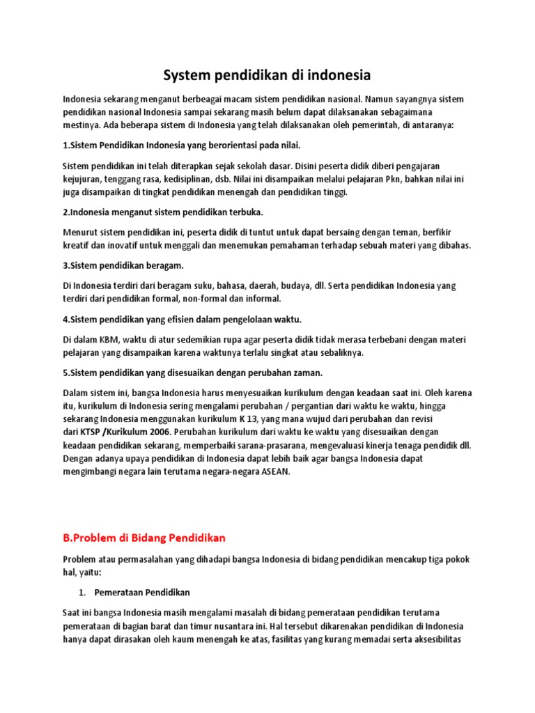 Sistem Pendidikan Indonesia | PDF