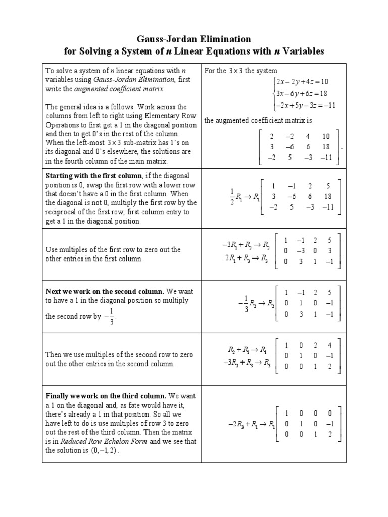 Gauss Jordan Elimination | PDF | Algorithms | Mathematics Of Computing