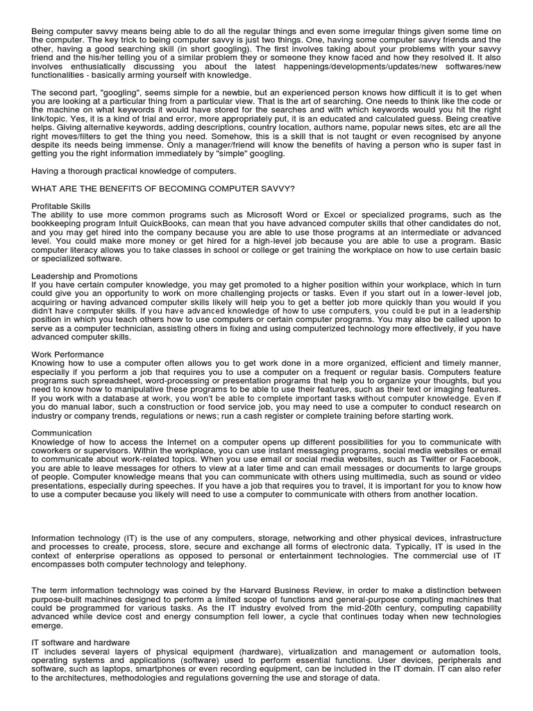 Being Computer Savvy Means Being Able To Do All The Regular Things and ...